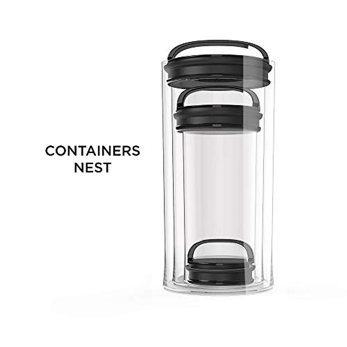 Best PREMIUM Airtight Storage Container for Coffee Beans, Tea and Dry Goods - EVAK - Innovation that Works by Prepara, Glass and Stainless, Soft Touch Black Handle, Mini