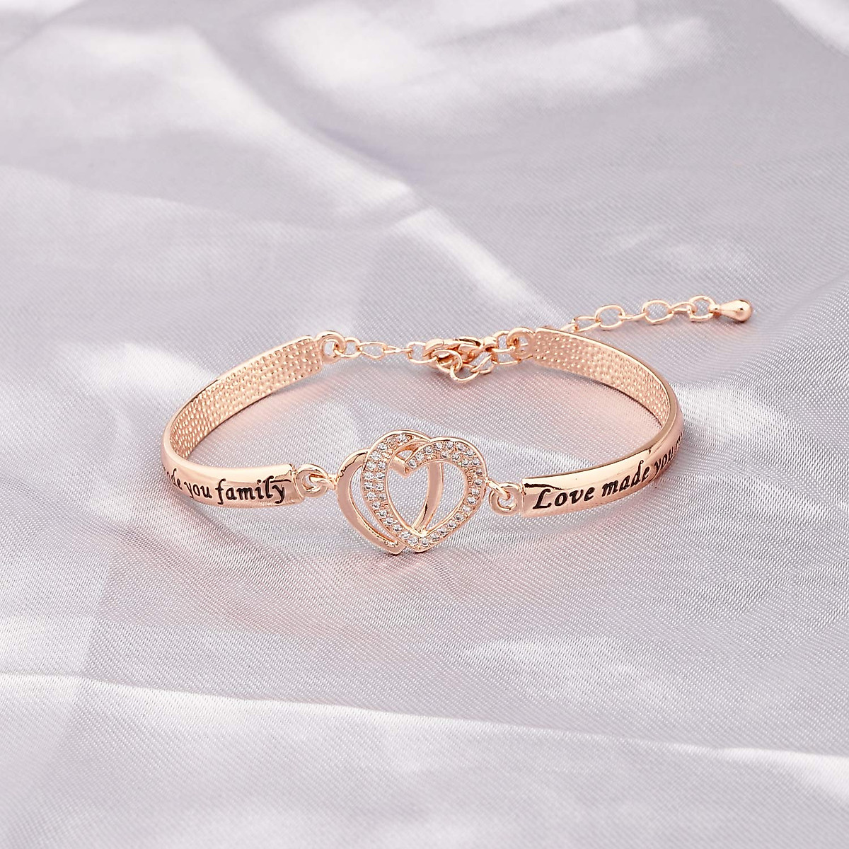 WUSUANED New Dauhter In Law Bracelet Marriage Made You Family Love Made You My Daughter Wedding Bracelet Daughter In Law Gift (New daughter in law bracelet rose gold)