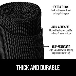 Gorilla Grip Drawer Liner and Under Sink Mat, Drawer Liner Size 12 in x 20 FT in Black, Non Adhesive, Under Sink Mat Size 24x30 in Black, 2 Item Bundle