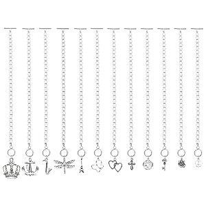 FINGERINSPIRE 12Pcs 10Inch White Individual Pearl Beaded Wedding Cake Pulls 12Style Wedding Cake Charm Pull with Alloy Silver Charm Bracelet for Birthday Party Wedding Decoration Bridesmaid Luncheon