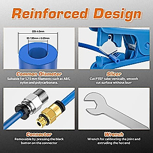 Bowden Tube for Ender 3, 1M Blue PTFE 3D Printer Teflon Tubing 1.75mm Filament Creality Bowden Tube for Ender 3 Pro Ender 5 Plus Cr-10 v2 3D Printer, Supplied with Tube Cutter, 2 X Pc4-M6 & Pc4-M10