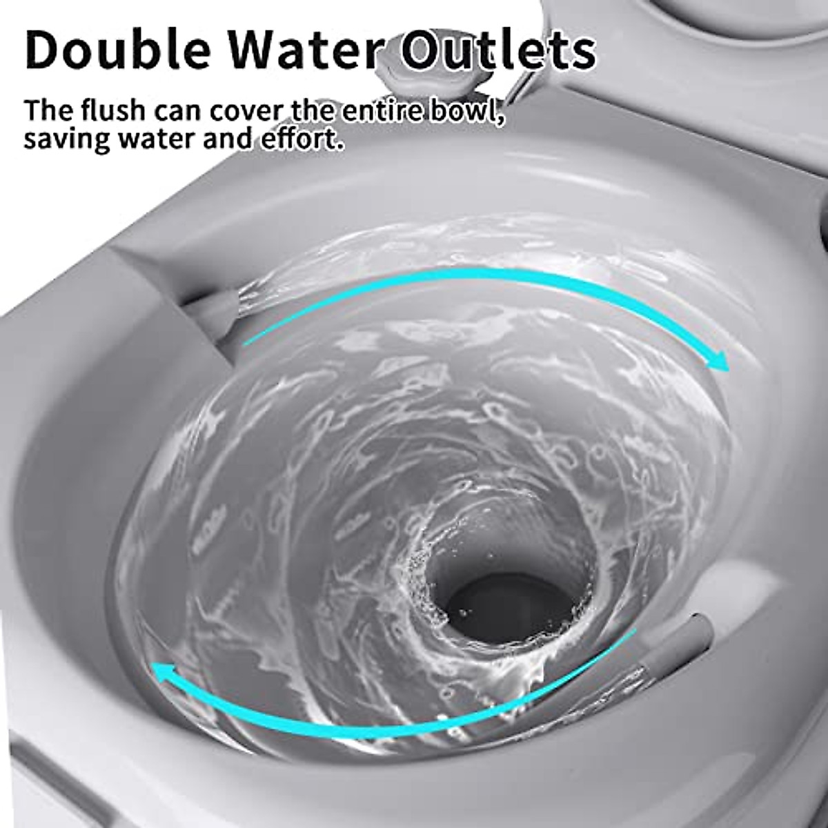 Mupera Outdoor Portable Toilet - Upgraded Portable Camping Toilet, 6.4 Gallon Waste Tank, Double-outlet Anti-leak with Level Indicator Travel RV Potty for RV Camping Traveling Boating Fishing, Grey