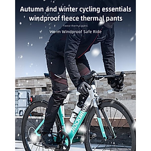 ROCKBROS Winter Cycling Pants Warm Ergonomics Men's Windproof Thermal Bicycling Pants Black