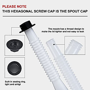 Gas Can Spout Replacement,Gas Can Nozzle,(2 Kit-White) with 4 Screw Collar Caps(2 Coarse Thread &2 Fine Thread-Fits Most of The Cans) with Gas Can Vent Caps, Thick Rubber pad, Spout Cover, Base Caps