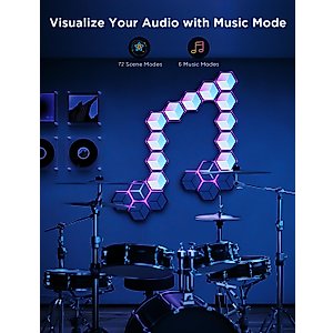 Govee Glide Hexagon Light Panels Ultra, 3D Wall Lights with DIY Program, RGBIC LED Gaming Lights for Wall, LED Lights for Gaming Setup with 129 Lamp Beads, Works with Alexa, 10 Pack, Meteor Gray