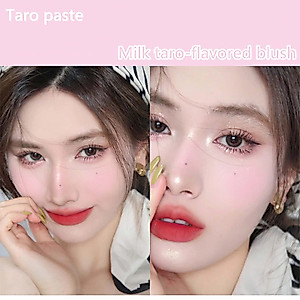 Blush Palette, Milk Galaxy Soft Mist Blush Monochrome Blush Palette Matte Vitality Nude Makeup Rouge Repair Blush Portable Daily Light Makeup Pink Tender Girl Beautiful Woman (Taro paste)