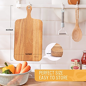 Paten Cutting Board,Acacia Serving Board, Wood Cutting Boards for Kitchen,Chopping Board with Grip Handle,Heavy Duty Cheese Board, Wooden Carving Board Medium