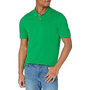 Amazon Essentials Men's Slim-Fit Cotton Pique Polo Shirt, Green, Large