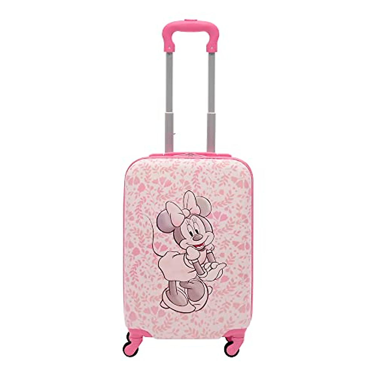 FUL Disney Minnie Mouse 21 Inch Kids Rolling Luggage, Hardshell Carry On Suitcase with Wheels, Pink - Floral