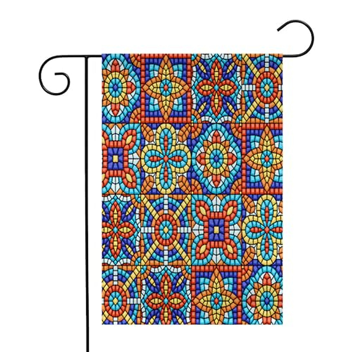 Double-sided garden flag Mexican Talavera Ceramic Tile Pattern Ethnic Folk Outdoor Flag Garden Flag Yard Outdoor Decoration （12×18in）.
