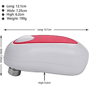 Kitchen Goods Electric Can Opener - One Touch Push of a Button, No Sharp Edge, Food Safe, Cordless Battery Operated, Portable Handheld and Easy to Operate for Adults & Seniors - White & Red