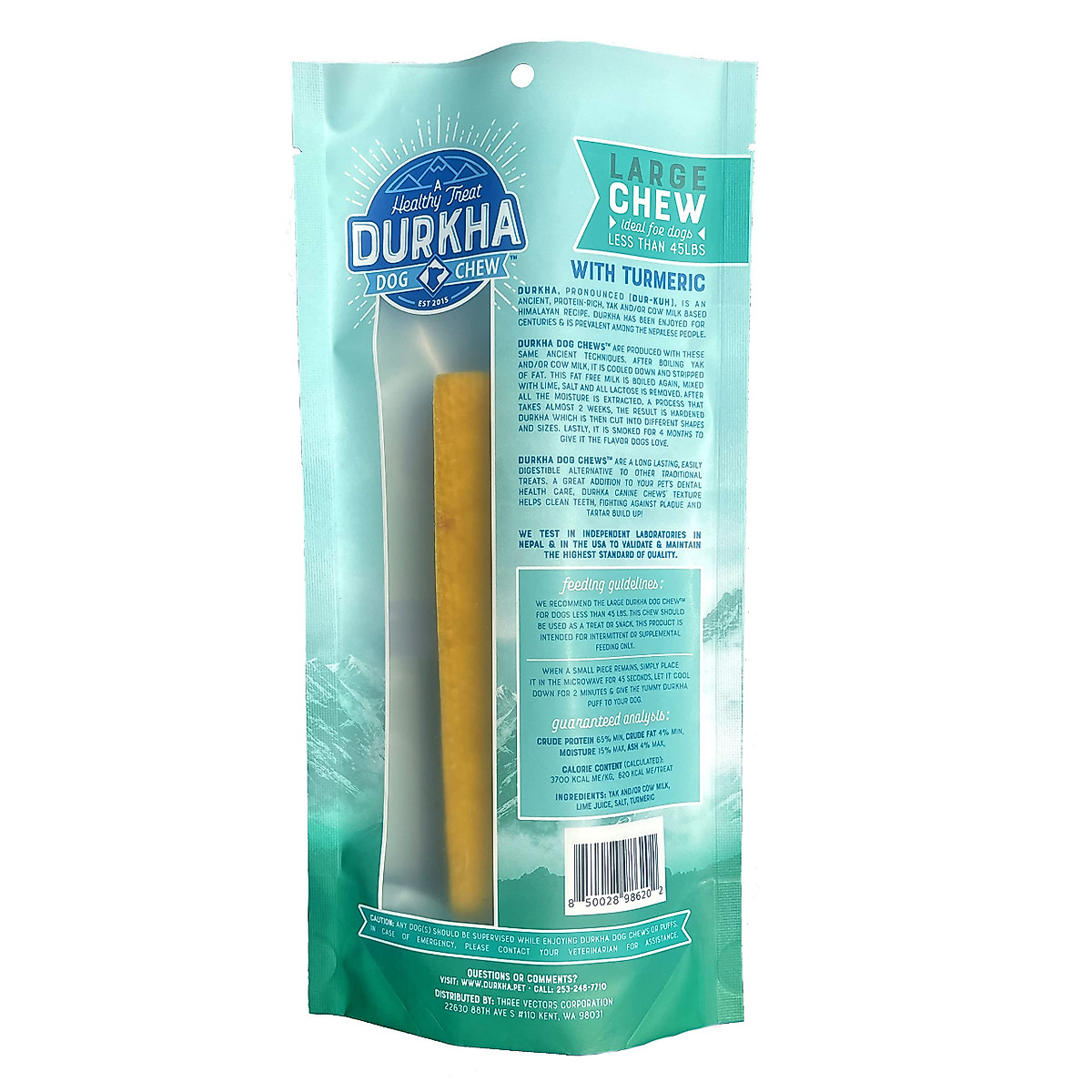 Durkha Himalayan Cheese Chews for Dogs with Turmeric | Natural Long Lasting Cheese Treats| Great for Aggressive Chewers | Does Not Stain Carpets or Furniture. (1 Pack, Large (1CT/Min.4OZ))