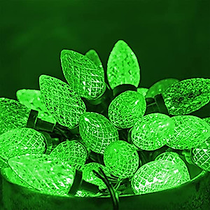 Dazzle Bright 24.5 FT St. Patrick's Day C9 String Lights, 50 LED 120V Extendable Green Wire Fairy Lights Outdoor with UL Certified for Patio Xmas Tree Wedding Yard Home Party House Decorations (Green)
