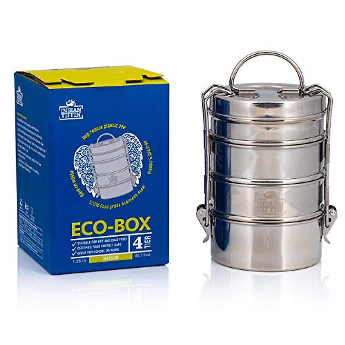 4 Tier Indian-Tiffin Stainless Steel Small to Medium Tiffin Lunch Box