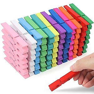 Phinus 72 Pcs Colorful Wooden Clothes Pins, 2.9 Inch 12 Colors Clothes Pins for Hanging Clothes, Pictures, Photos, Classroom, Crafts, Decoration, Colorful Clothespins Heavy Duty