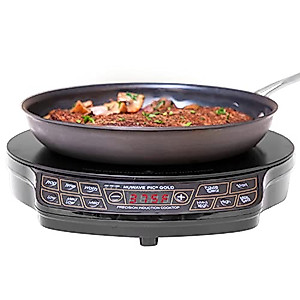 Nuwave Gold Precision Induction Cooktop, Portable, Powerful Large 8” Heating Coil, 12” Shatter-Proof, Heat-Resistant Ceramic Glass Surface, 10.5” Duralon Healthy Ceramic Non-Stick Fry Pan Included