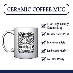 Vintage Established 1993 30 Perfectly Aged Ceramic Coffee Mug 30th Birthday For Him Her Dirty Thirty (White 1993)