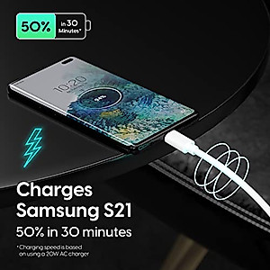 TALK WORKS USB C to USB C Cable 10 ft Android Phone Charger Heavy Duty PD Type C Fast Charging Power Delivery Cord for Samsung Galaxy S21, 20, 10, 9, 8, for Apple MacBook, iPad Pro, Switch - White