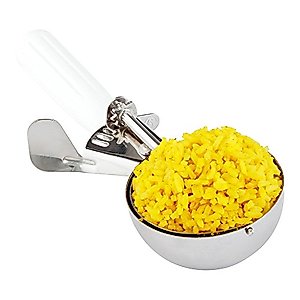Met Lux 4.66 Ounce Portion Scoop, 1 Durable Cookie Scoop - #6, With White Handle, Stainless Steel Disher, For Portion Control, Scoop Cookie Dough, Cupcake Batter, or Ice Cream - Restaurantware