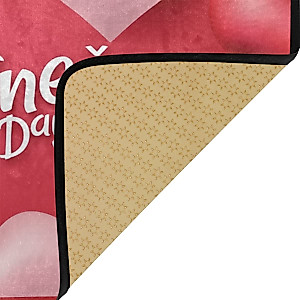 Valentines Day Hearts Kitchen Rugs Non-Slip Pink Hearts Kitchen Mats 39 x 20 Inches Bath Runner Rug Doormats Area Mat Rugs Carpet Cushioned Mat for Home Decor