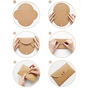 HANSGO Thank you Envelopes, 100PCS 4 x 2.8 inch Mother's Day Cards Greeting Cards Small Gift Card Holders with Heart Shaped Clasp，Mini Envelopes for Note Cards, Business Card, Wedding，Graduation