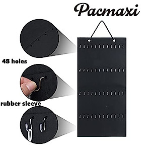 PACMAXI Hanging Headbands Holder for Baby Girls for 48 headband, Bows Headbands Organizer for Baby Girls, Baby Bow Holder Organizer, Baby Headbands Holder Organizer for Door, Closet, Wall (Black)