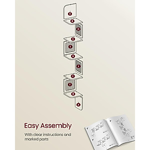 VASAGLE 5-Tier Corner Shelf, Wall Mounted Floating Shelf, Zigzag Corner Shelf Unit, PVC Rattan Sides, Space-Saving, for Kitchen, Living Room, Bedroom, Boho Style, Oak Beige ULLS582Y57