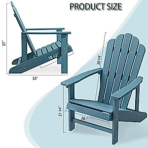 EFURDEN Adirondack Chair, Polystyrene, Weather Resistant & Durable Fire Pits Chair for Lawn and Garden, 350 lbs Load Capacity with Easy Assembly (Blue, 1 pc)