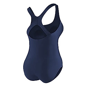 Speedo Women's Standard Swimsuit One Piece Endurance Ultraback Solid Contemporary Cut, Navy, 12