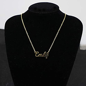 Awegift Name Necklace Big Initial Gold Plated Best Friend Jewelry Women Gift for Her Emily