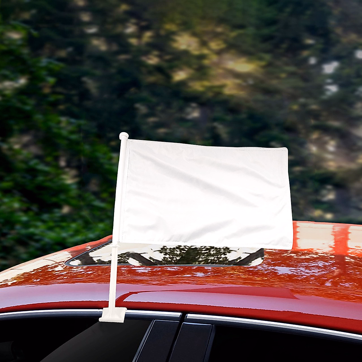 BANNER BUZZ MAKE IT VISIBLE Solid White Car Window Clip Flag Fade Resistant Vehicle for Patriotic, Sports Events, Parades - Premium - Double Side Printing (Pack of 100)
