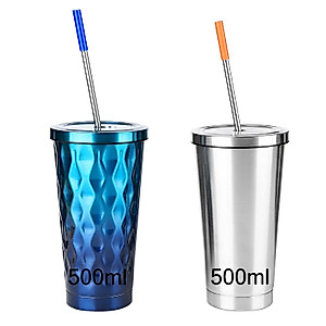 ALINK 8-Pack Stainless Steel Straws, 10.5” Long Reusable Replacement Metal Straws for 20 30 OZ Yeti Tumbler, RTIC, Tervis, Mason Jar, With 8 Silicone Tips, 2 Cleaning Brush and 1 Carrying Case