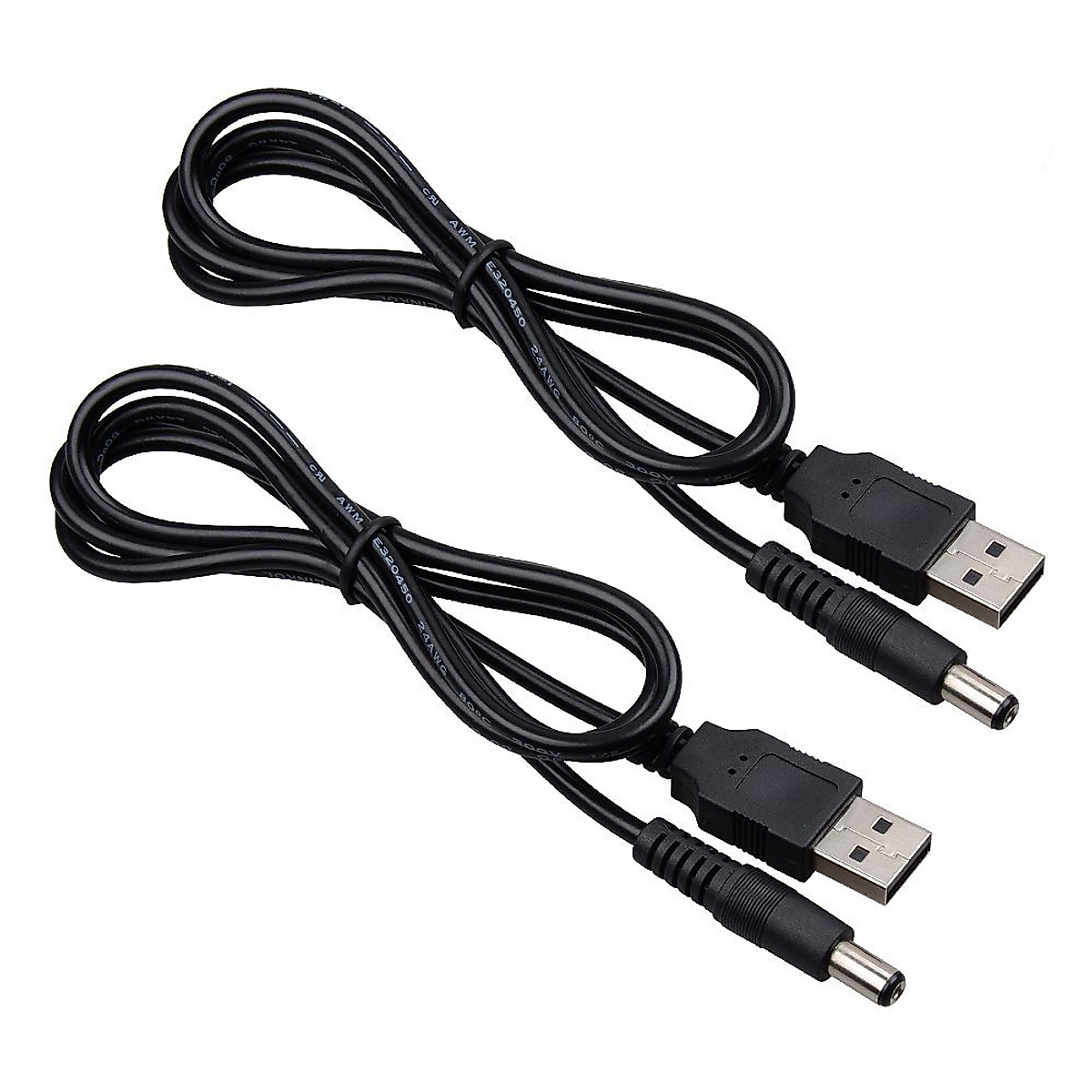 Onite 2pcs USB to DC 5.5x2.1mm Power Cable, 20AWG 3.3ft Barrel Jack Center Pin Positive Charger Cord for Led and Peripheral Products