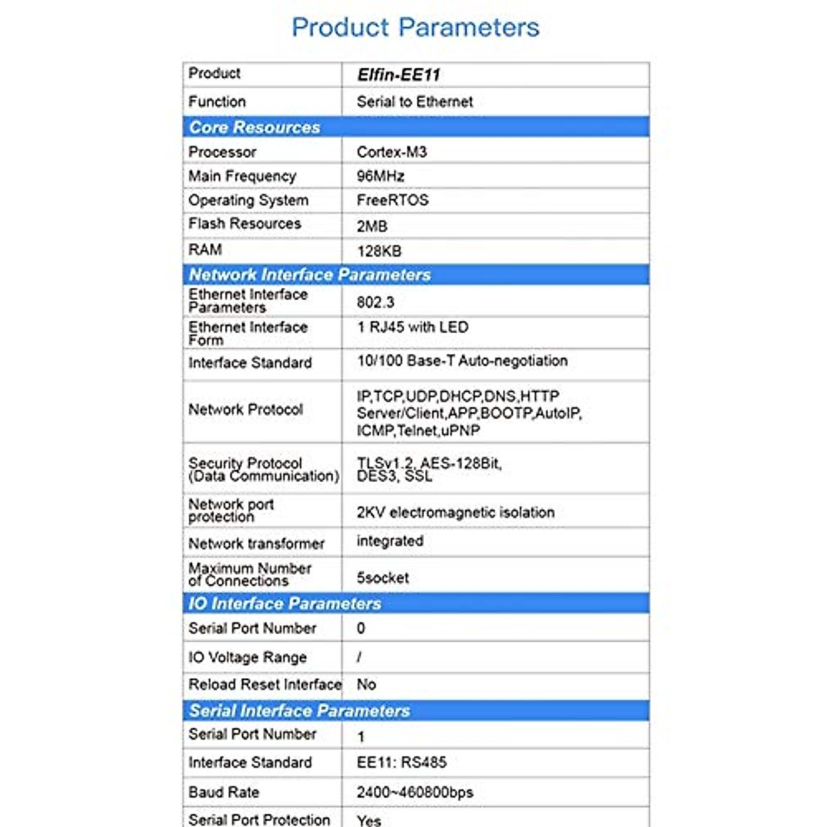 FH HF Serial Port RS485 to Ethernet Device Server Module Support Elfin-EE11 TCP/IP Telnet Modbus TCP Protocol (Single Serial Server)