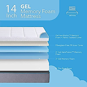 14 Inch King Cooling Mattress, Cooling Gel Memory Foam Mattress in a Box, CertiPUR-US Certified Made in USA, Medium Double Firm Mattress for Pressure Relief, White