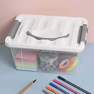 Hespama 5.5 Quart Storage Bin, Plastic Latching Box Container, 6 Packs