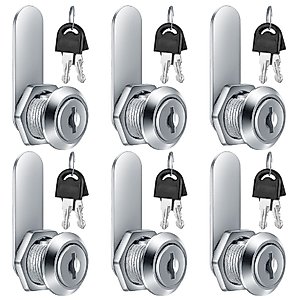 6 pieces cam lock(Each Cam Lock Comes with 2 Same Keys) File Cabinet Cylinder Cam Lock, 5/8 Inch Keyed Cam Lock, for Security File Drawer Mailbox RV Camper Door Storage Toolbox Replacement Lock