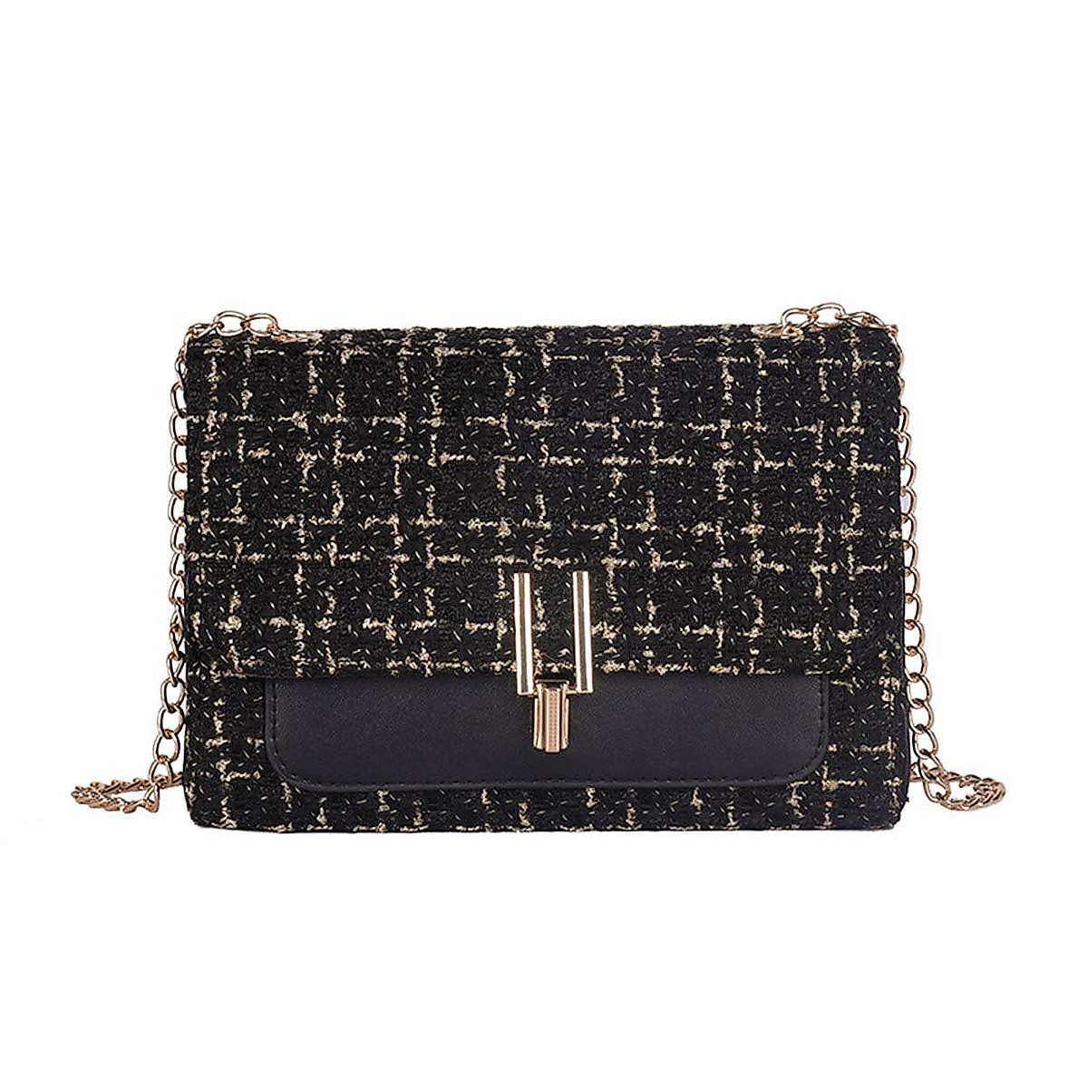 BOLUBILUY Women's Elegant Messenger Bag,Fashion Button Woolen Simple Design Chain Shoulder Bag Messenger Bag Purse Phone