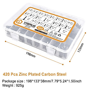 VIGRUE 420Pcs Black Screws Set #6#8#10 Phillips Black Wood Screws Assortment Kit, Sheet Metal Screws Self Tapping Screws (Flat Head,Round Head,Truss Head Screws)