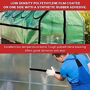 GGR Supplies T.R.U. LDPE Heavy-Duty Greenhouse Polyethylene Repair Weatherseal Film Tape. Long Term UV Exposure Ideal for Sealing and Seaming. (Clear, 2" X 36 Yards)