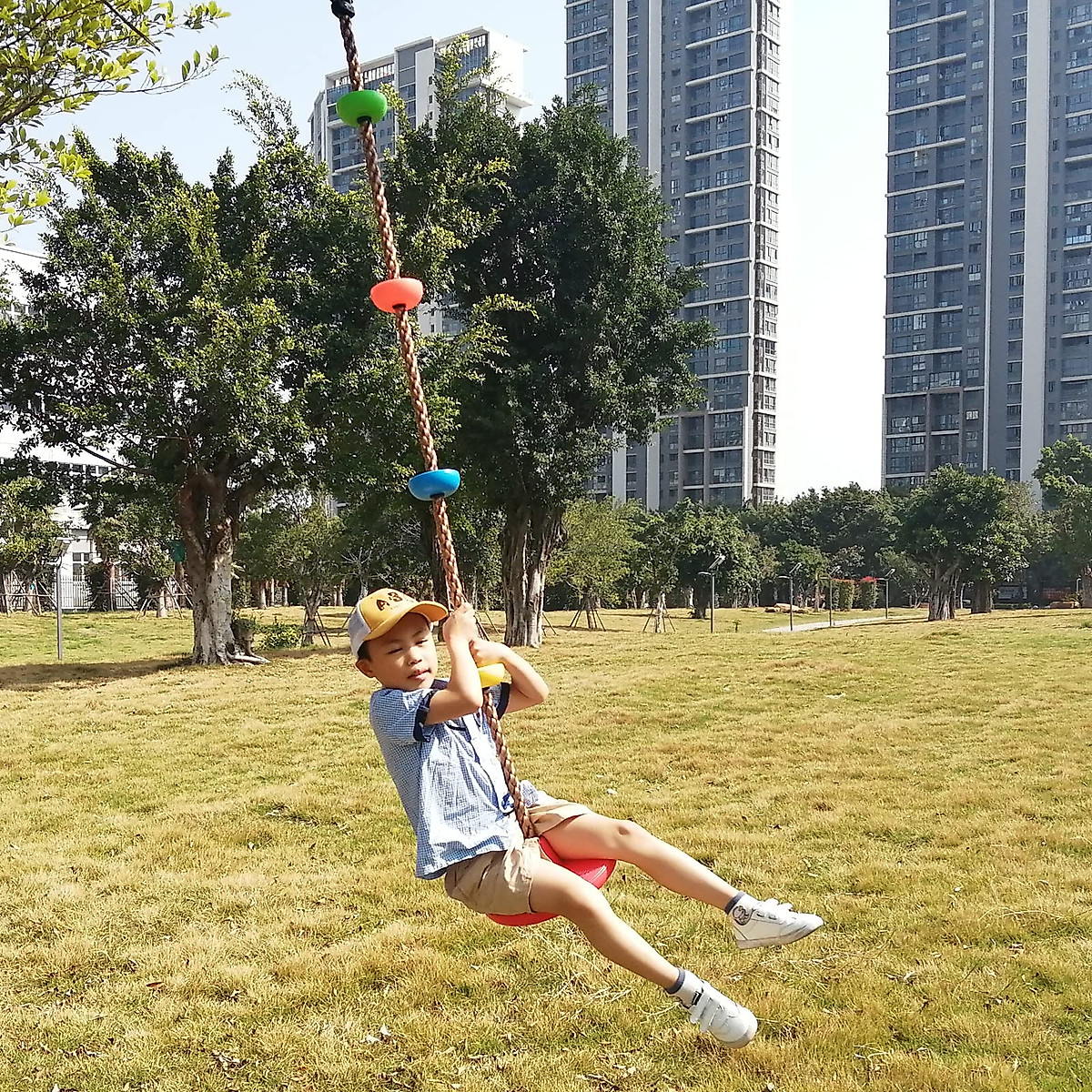 Xinlinke Tree Climbing Rope and Kids Disc Swing Seat Set Outdoor Backyard Playground Accessories