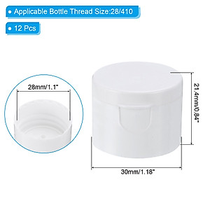 PATIKIL 28/410 Replacement Flip Caps, 12Pcs Inner Dia 1.1" Plastic Reusable Non-Spill Bottle Lid for Paint Dispensing Squeeze Shampoo Drinking Bottles, White