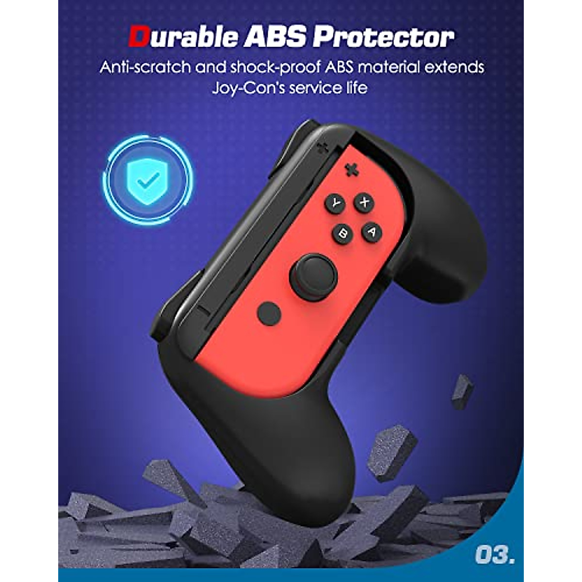 MoKo Grip for Nintendo Switch OLED Model Joycon & Switch Joy-Con, [2-Pack] Ergonomic Hand Grip Controller Handle Kit Compatible with Nintendo Switch/Switch OLED 2021 Joy Cons Controllers, Black