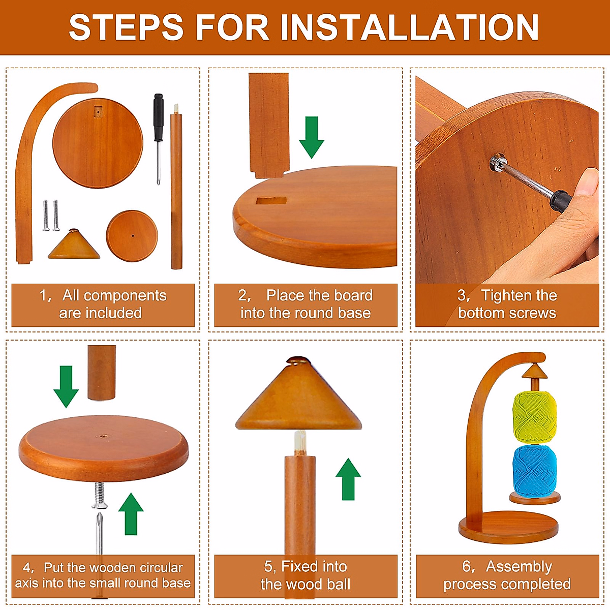 Swiftbuyo Yarn Holder for Knitting and Crocheting, Wooden Yarn Spinner with Magnetic Smooth Rotation Crochet Ideal Gift for Knitting Lovers