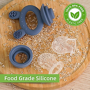 Haakaa Baby Fruit Food Feeder - Food Grade Silicone Feeder Set with Milk Freezing Pouch Cover for BPA Free Baby Feeder for Infant Safely Self-Feeding