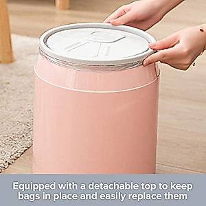 Soda Can Trash Bin - One Press Trash Can with Lid - Waterproof Plastic Garbage Can w/ Removable Top Cover - Kitchen Trash Can - Bathroom Wastebasket 9.8"x11.8" Large Trash Can - 13L/3.4Gal Capacity, Pink