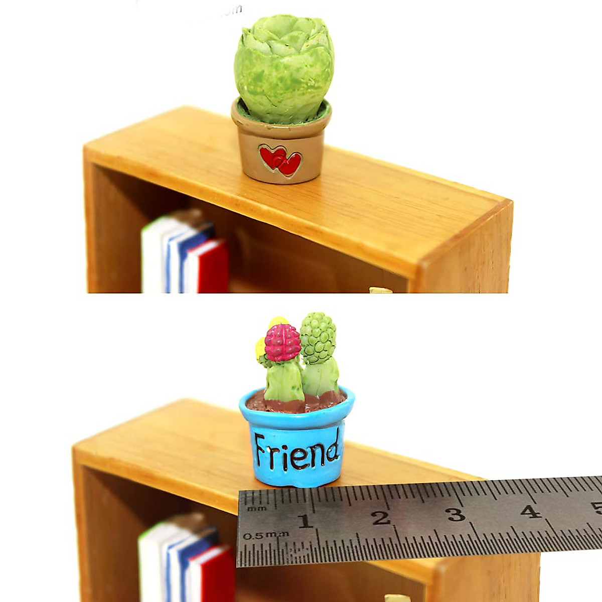 7 in 1 Dollhouse Decoration Plant Pots Miniature Green Potted Miniature Bonsai Model Dollhouse Accessories Decor,1 12 Scale Doll House Miniature Plant Model (7 dersert Plants Bots)