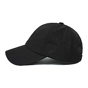 FASHIXD Ponytail Baseball Cap for Women Mesh Quick Dry Baseball Hat with Ponytail Hole (Black)