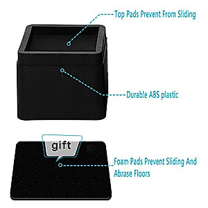 Joyclub Bed Risers 3 Inch Heavy Duty Stackable Furniture Risers for Sofa Table Couch Lift Height of 3 or 6 Inches (4 Pack Black)