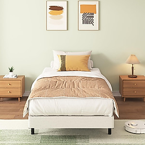 FMDMR Twin Box Spring with Fabric Cover Set, 5 Inch Twin Size Box Spring with 2500lbs Max Weight Capacity, Durable Mattress Foundation Easy Assembly, Non-Slip, Noise Free